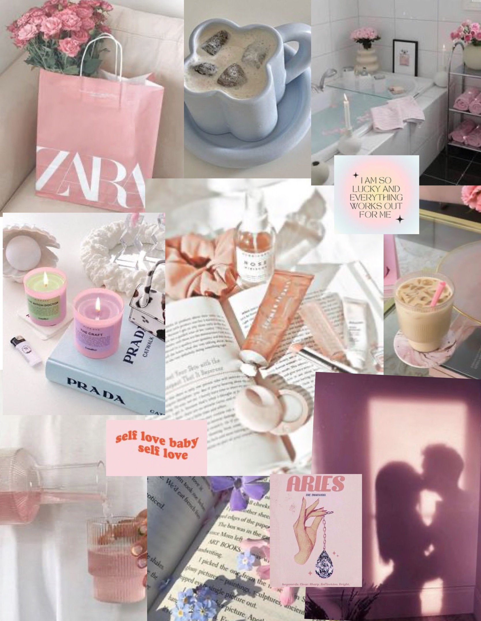 Aesthetic Vision Board Pink and Blue Themed,phone Wall Paper, Print and ...