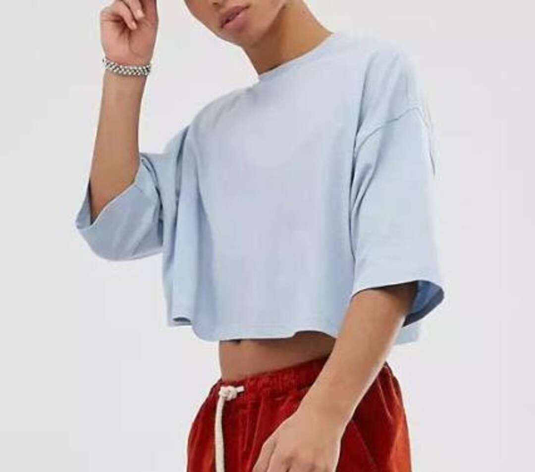 Men's Solid Oversized Crop Top Tee - Etsy
