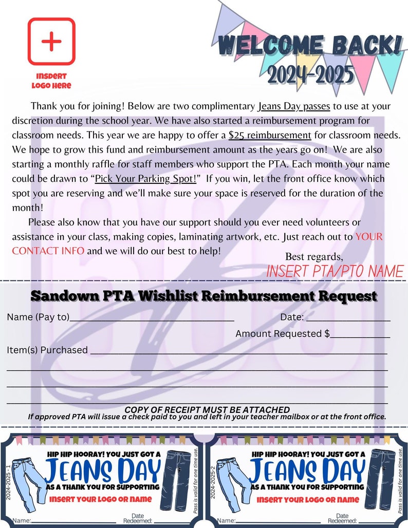 PTA/PTA Teacher Welcome Letter - Etsy