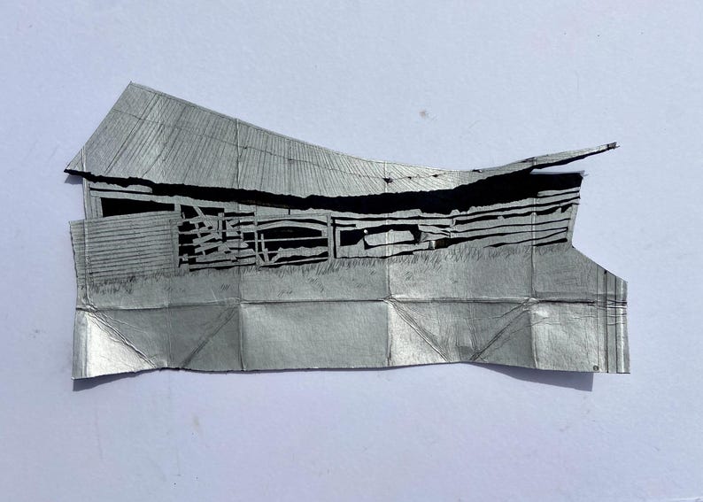 Broken Barn Original Drypoint Etching Tetrapak Wall Art - Etsy
