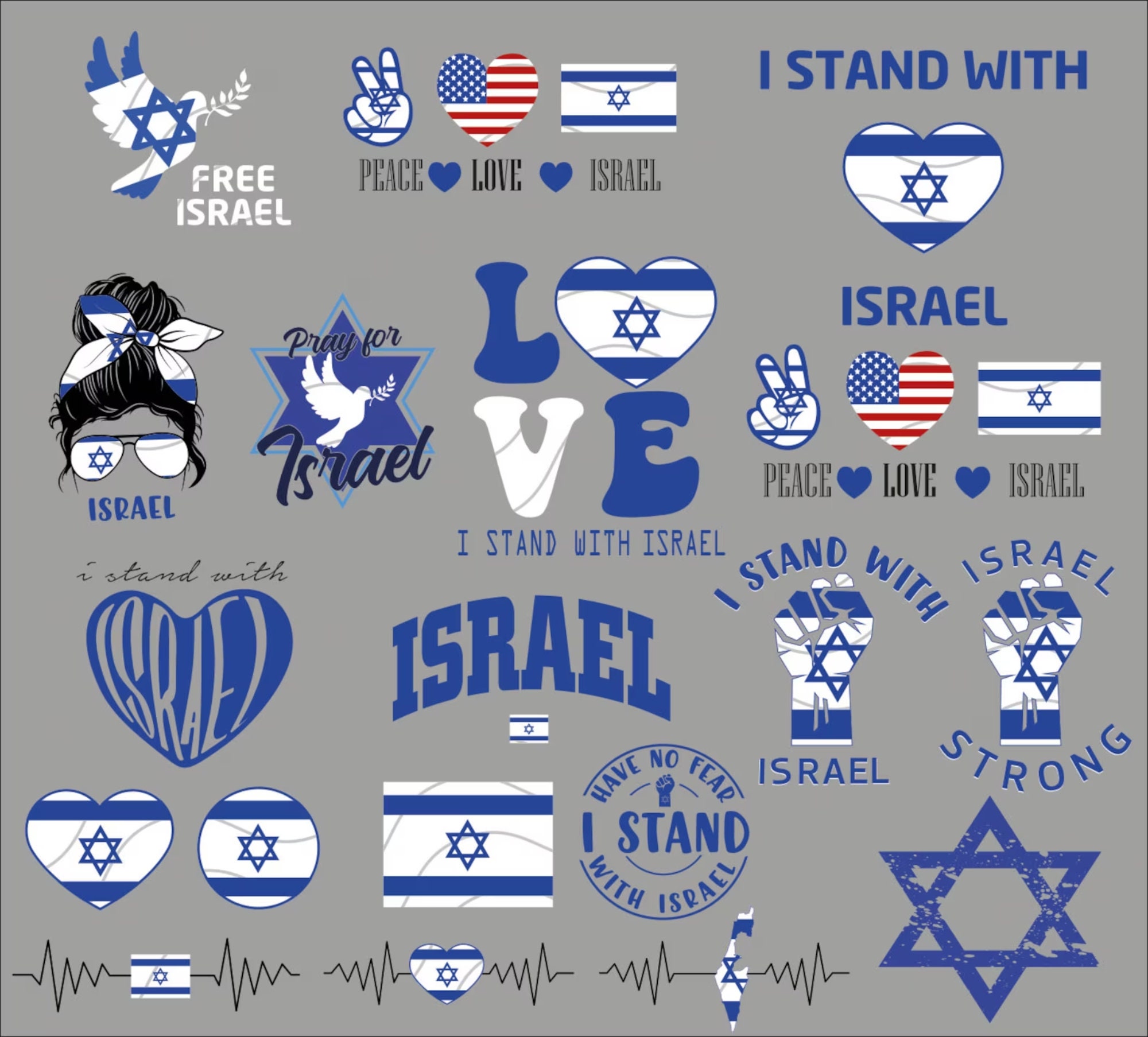 Israel Flag Bundle Svg, Love, Heart, I Stand With Israel Bundle,png ...