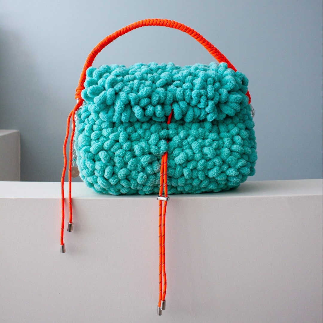 Blue Fluffy Handbag Fur Bag Blue Faux Fur Purse Fluffy Teddy Bag Blue ...