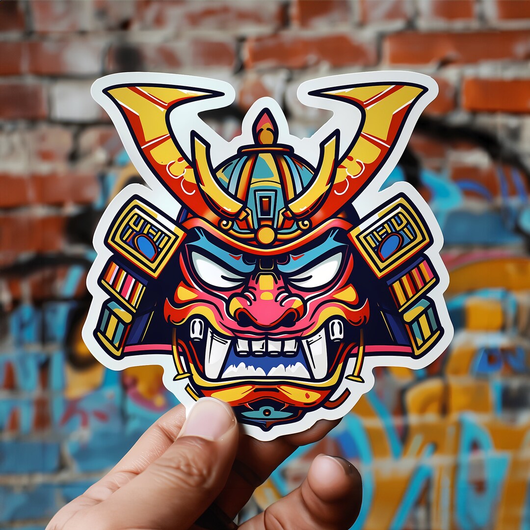 Samurai Mask Japanese Streetwear V3 Vinyl Sticker - Etsy