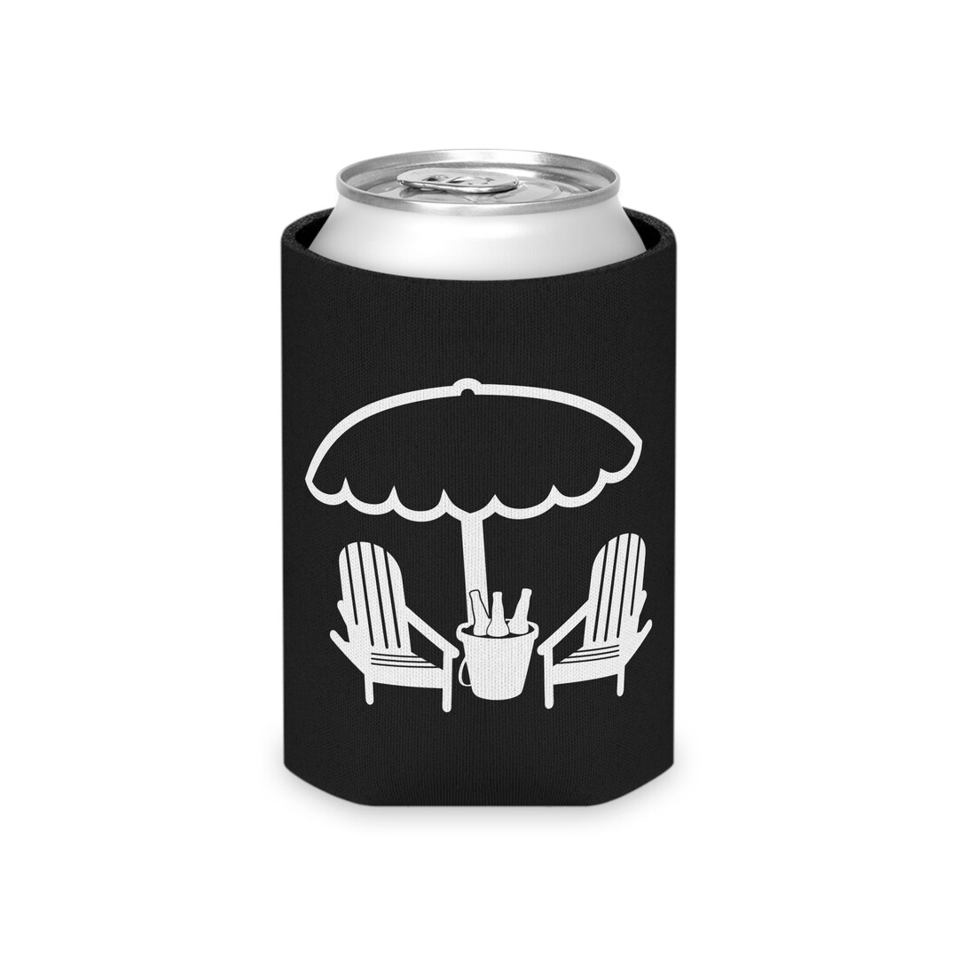 Beach Chairs and Brew Design on a Can Cooler, Beach Drink Koozie ...