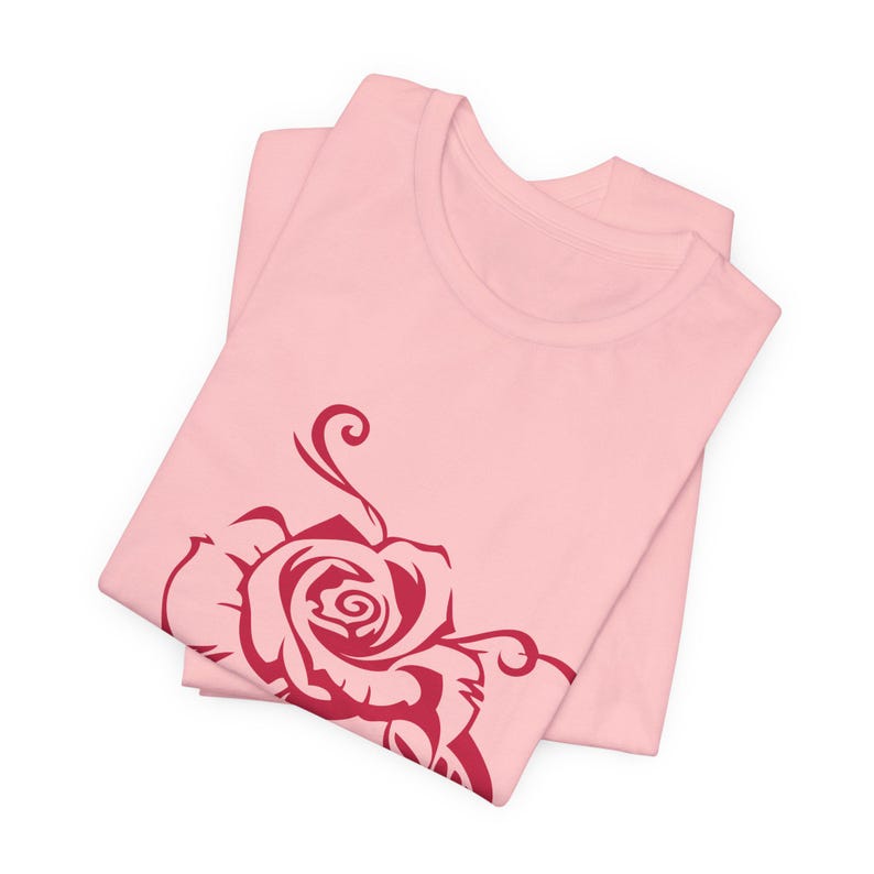Red Rose Design on a Unisex Jersey Short Sleeve Tee, , Floral Design ...