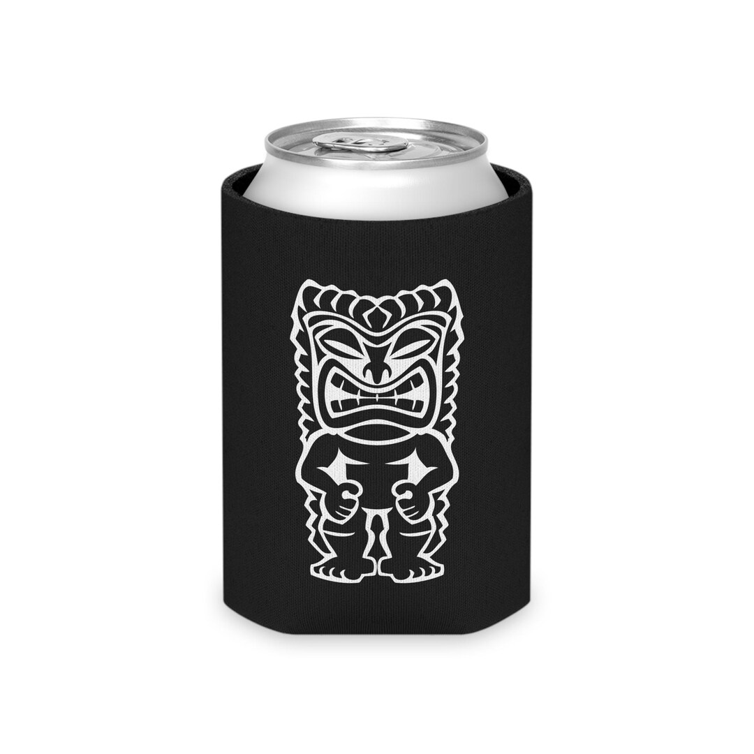 Tiki Statue Design on a Can Cooler, Tiki Drink Holder, Insulated ...