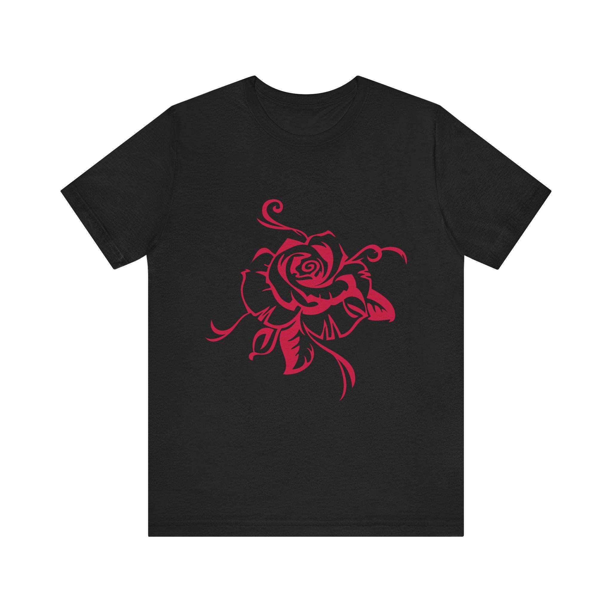 Red Rose Design on a Unisex Jersey Short Sleeve Tee, , Floral Design ...