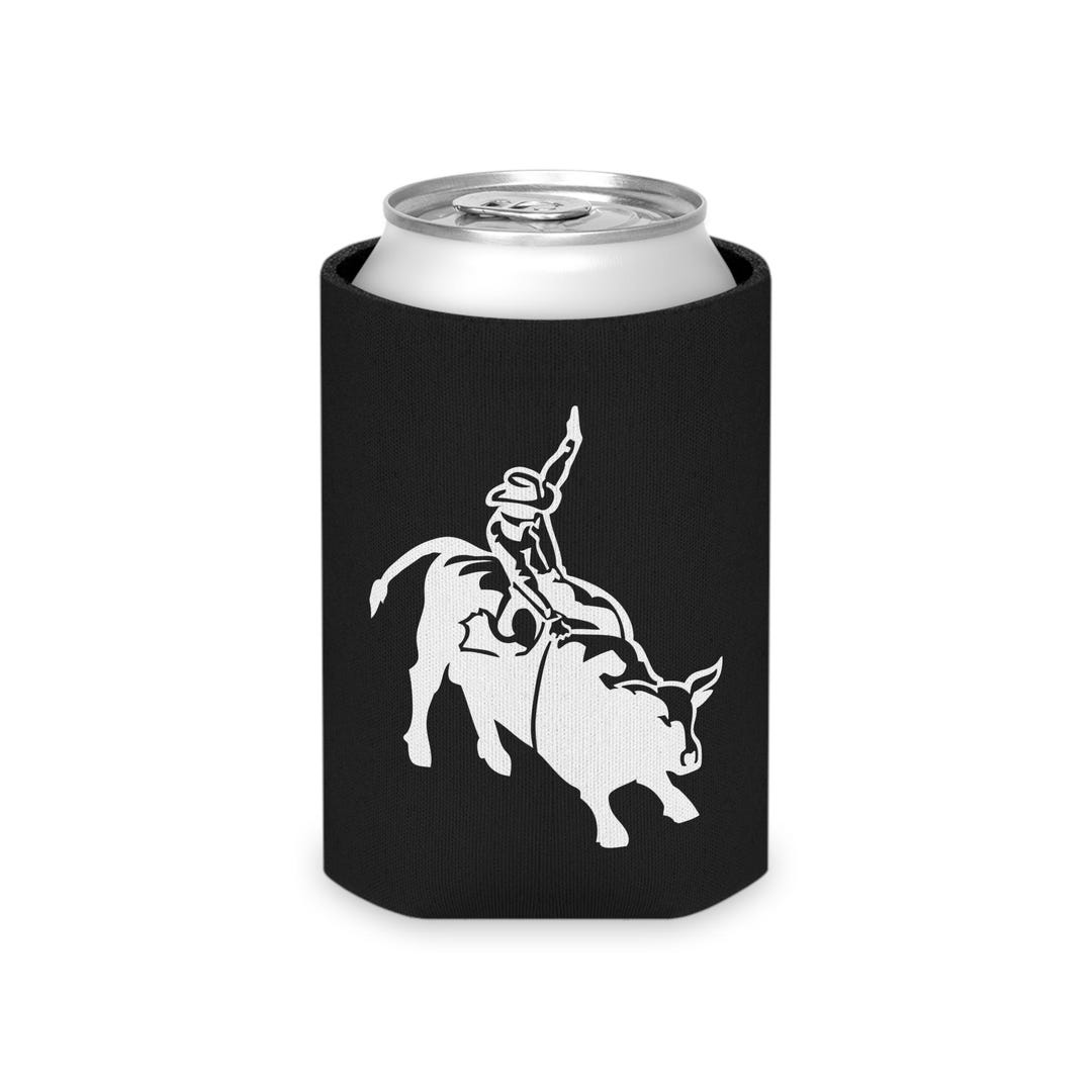 Bull Rider Design on a Can Cooler, Rodeo Drink Holder, Insulated Cowboy ...