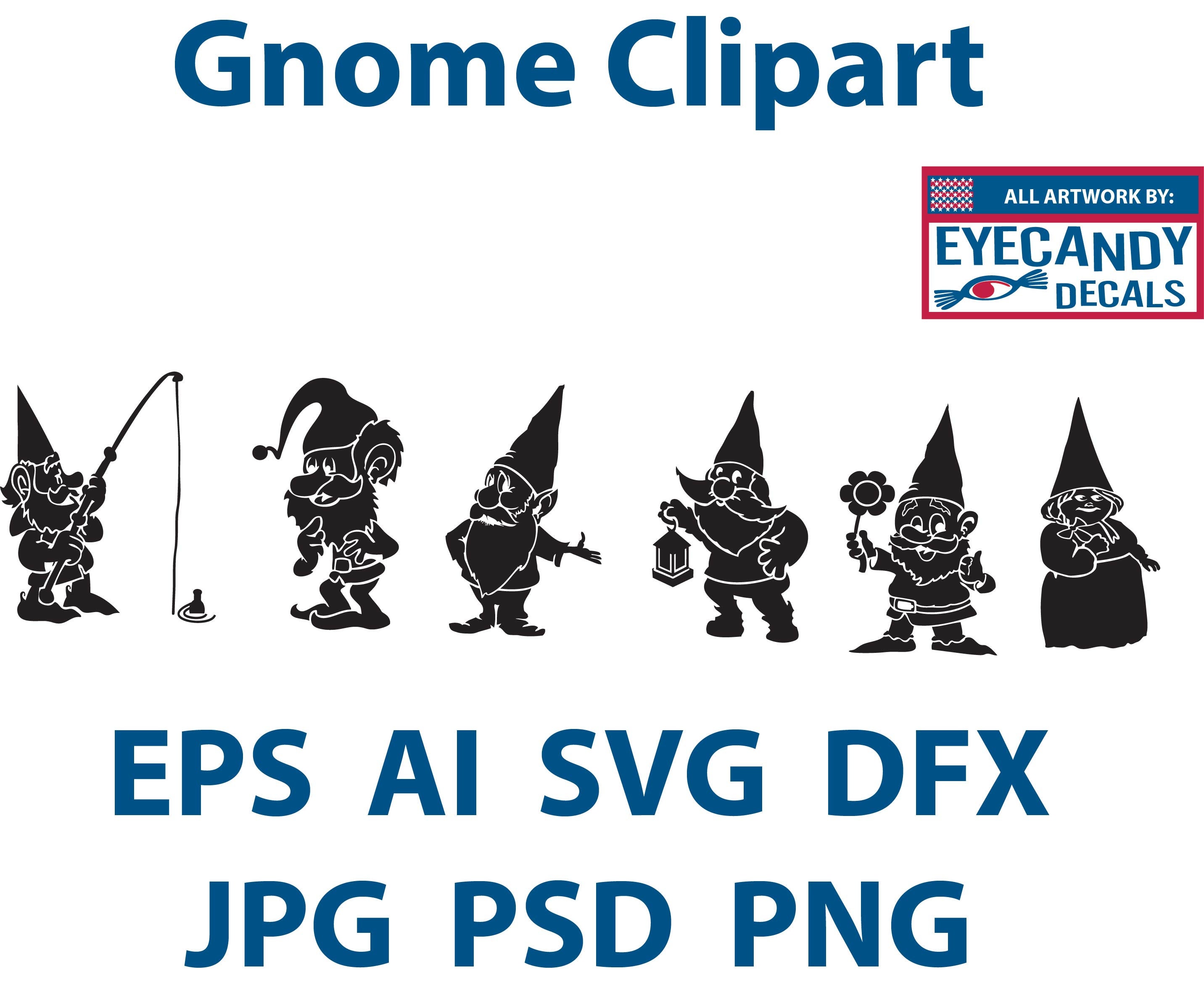 Gnomes Vector Clipart - Etsy
