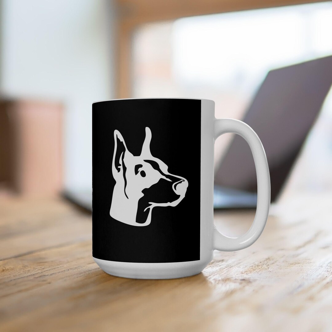 Doberman Pinscher Dog Head Design on a 15 Oz Mug, Doberman Pinscher Mug ...