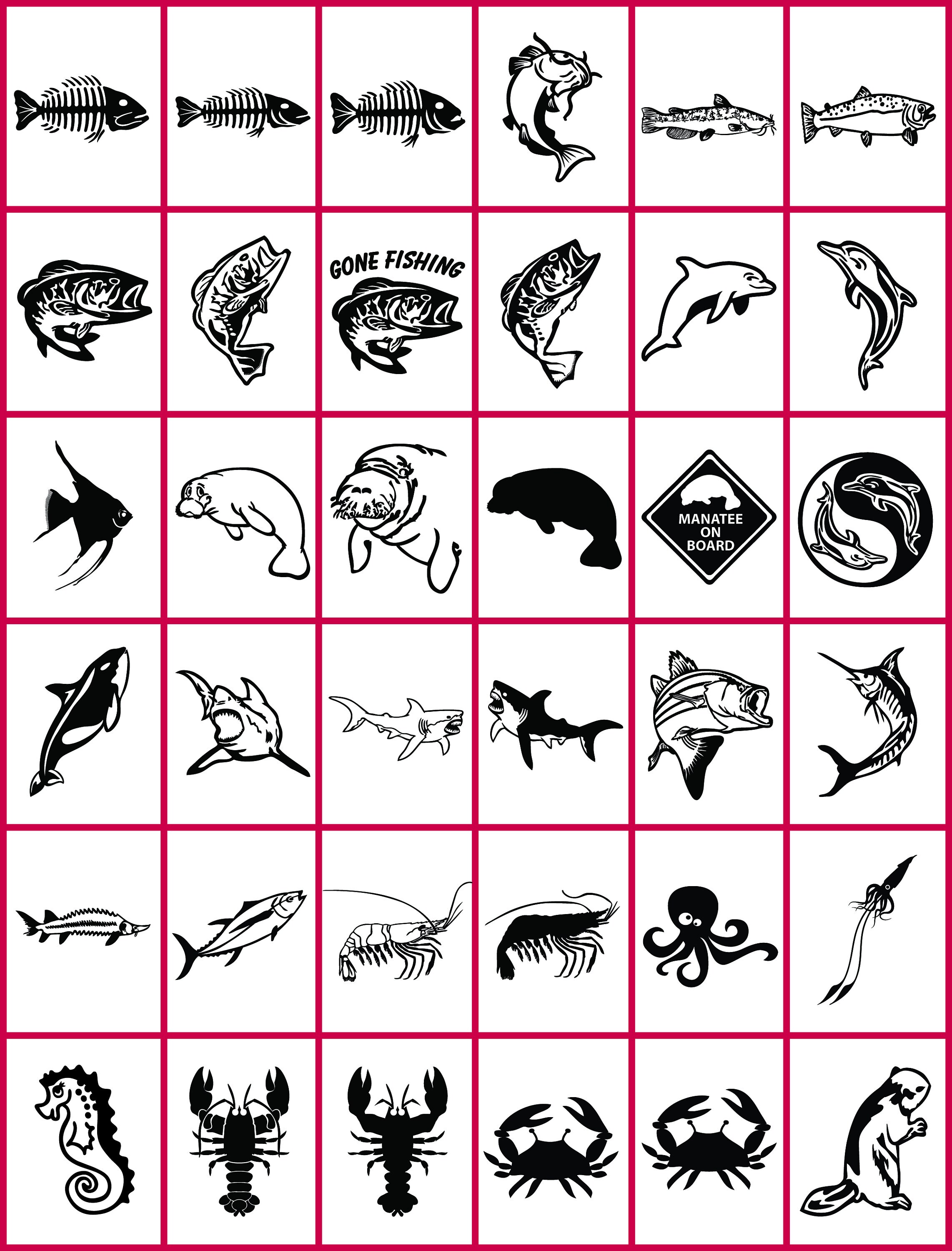 Sea Animals and Fish Vector Clipart - Etsy