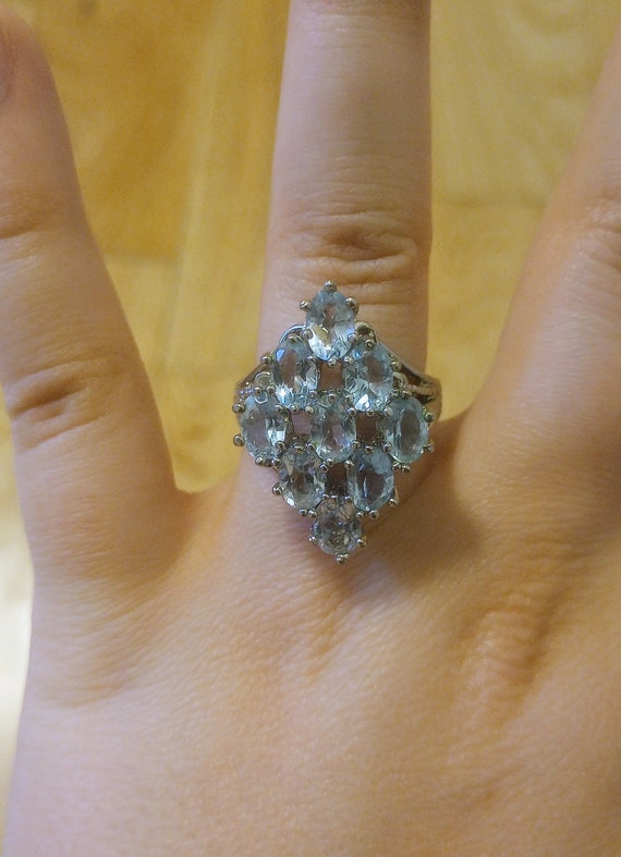 Vintage Diamond Shaped Baby Blue Ring, Sterling Silve… - Gem