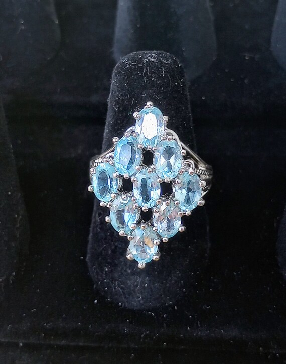 Vintage Diamond Shaped Baby Blue Ring, Sterling Silve… - Gem