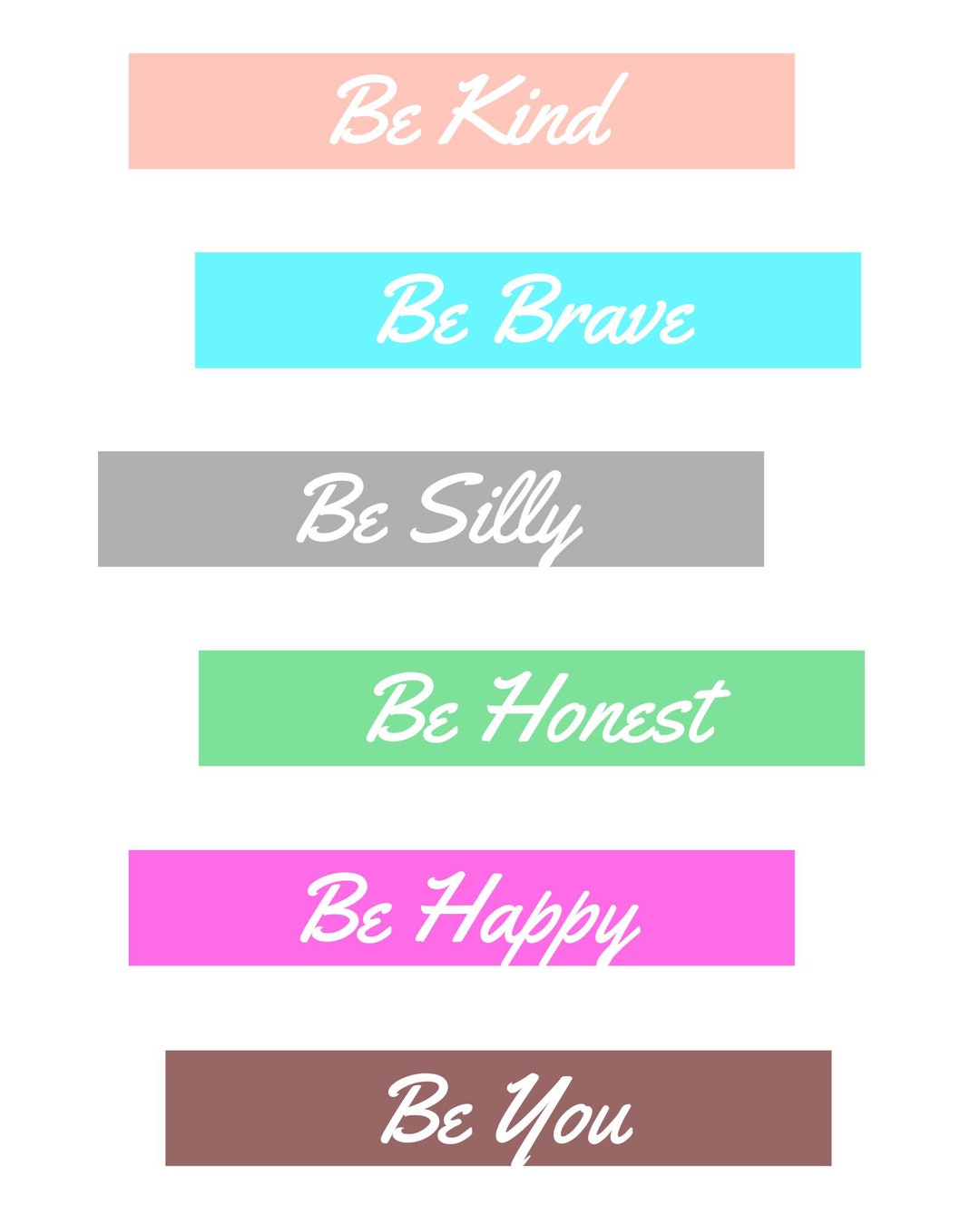 Be Kind Be Brave Be Be Silly Be You Print, Printable Wall Art, Growth ...