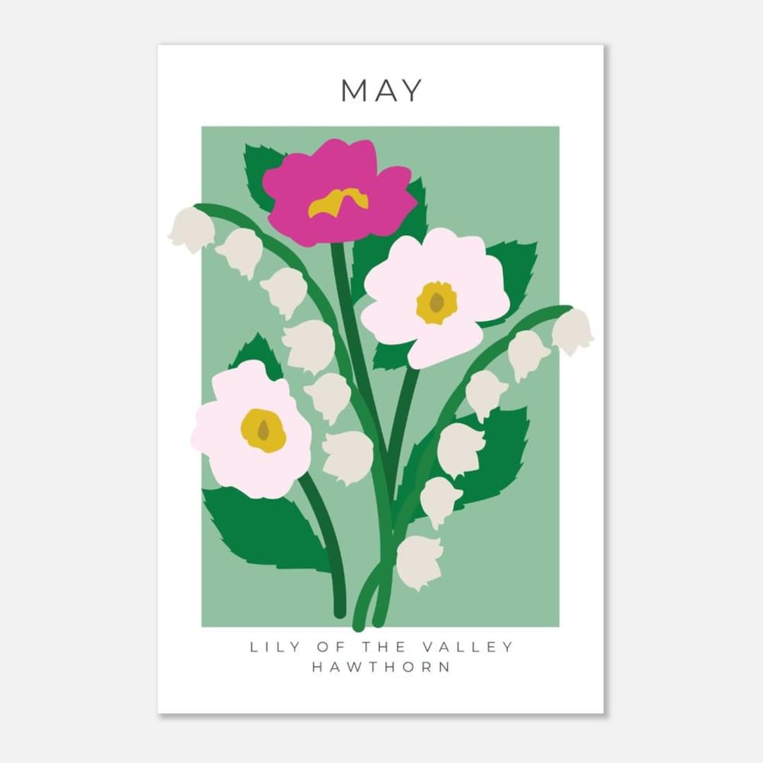 May Birth Flower Bouquet Print |lily of the Valley Hawthorn | Unique ...