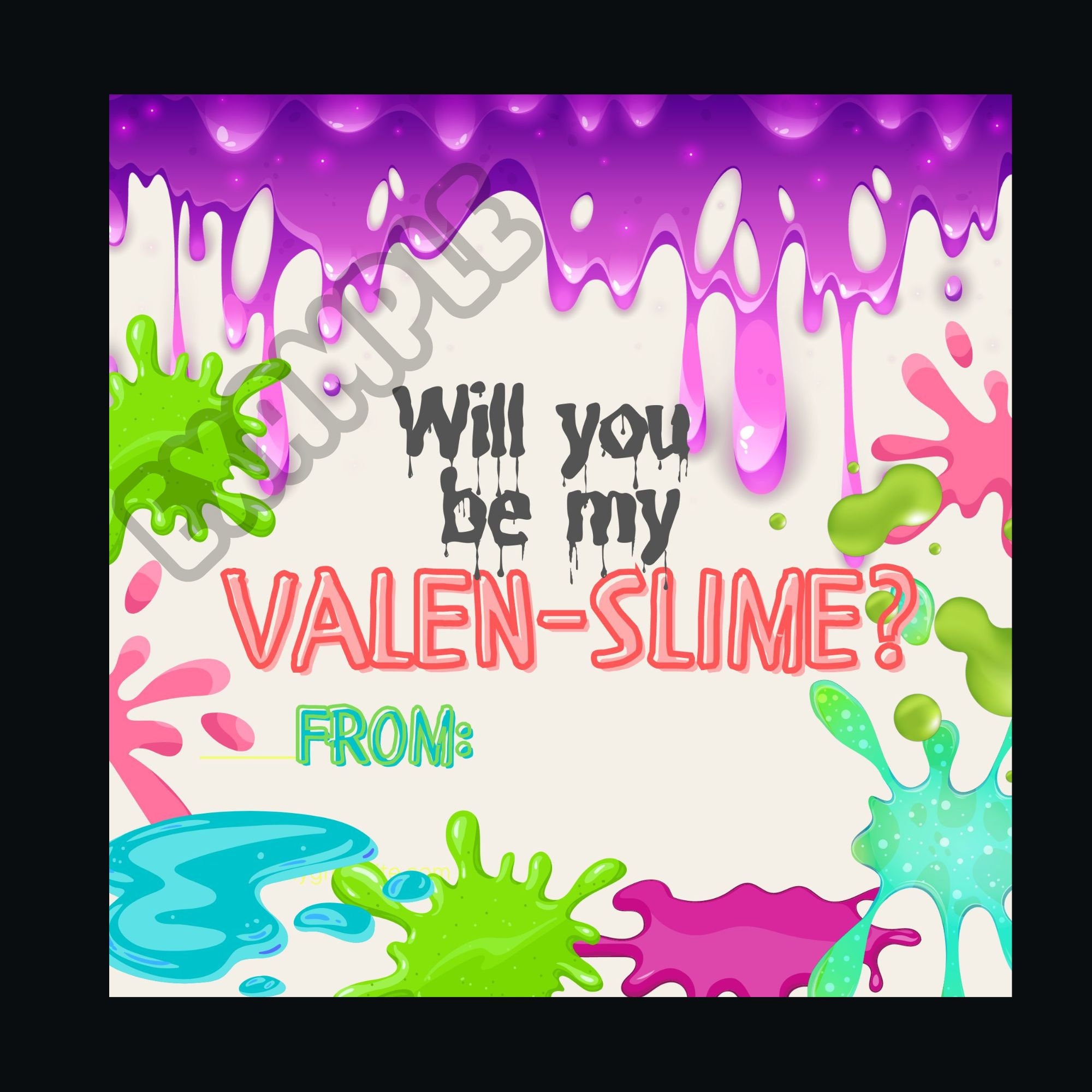 Slime Valentine's Day Card Printable DIY - Etsy