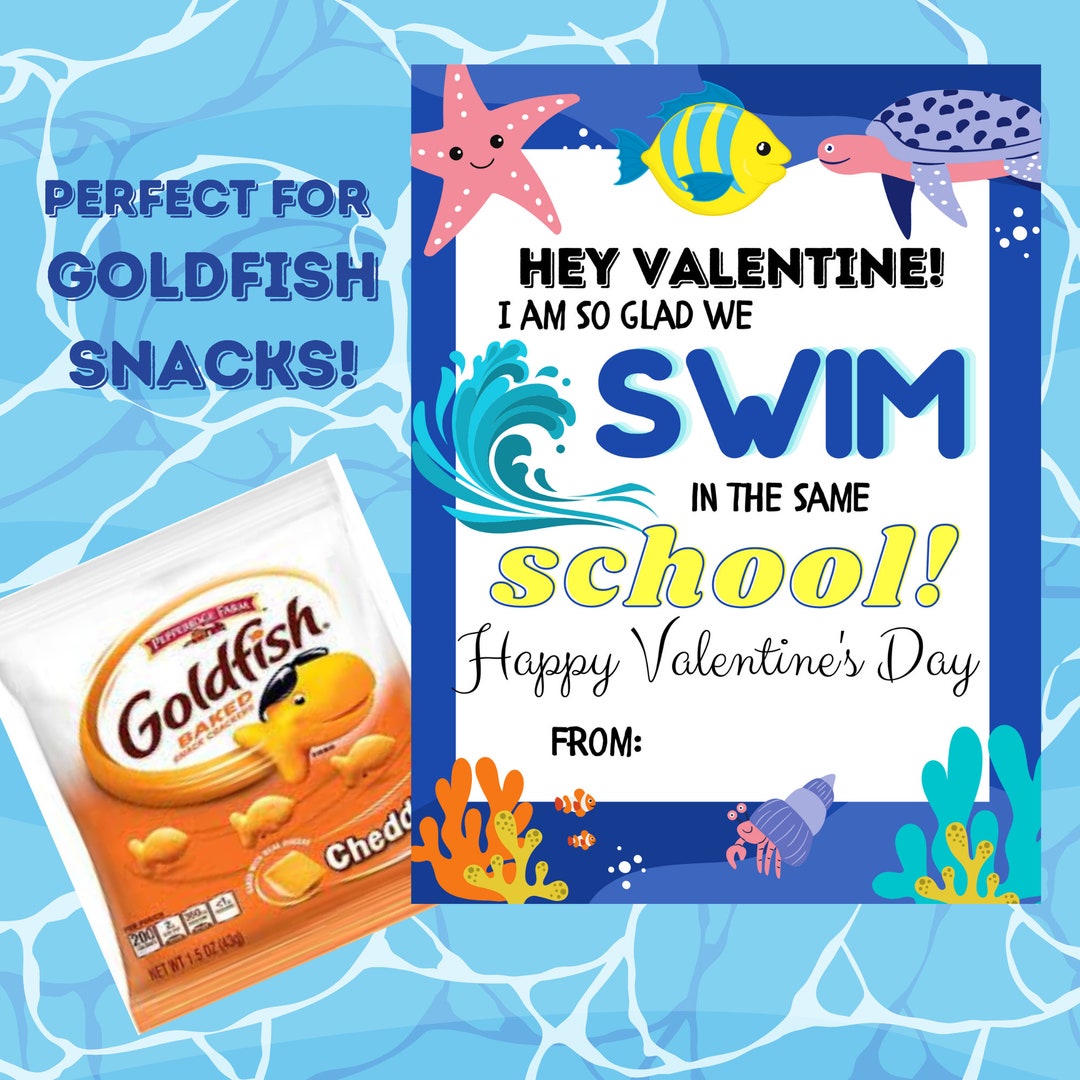 Goldfish Crackers Valentine's Day Card Printable DIY - Etsy