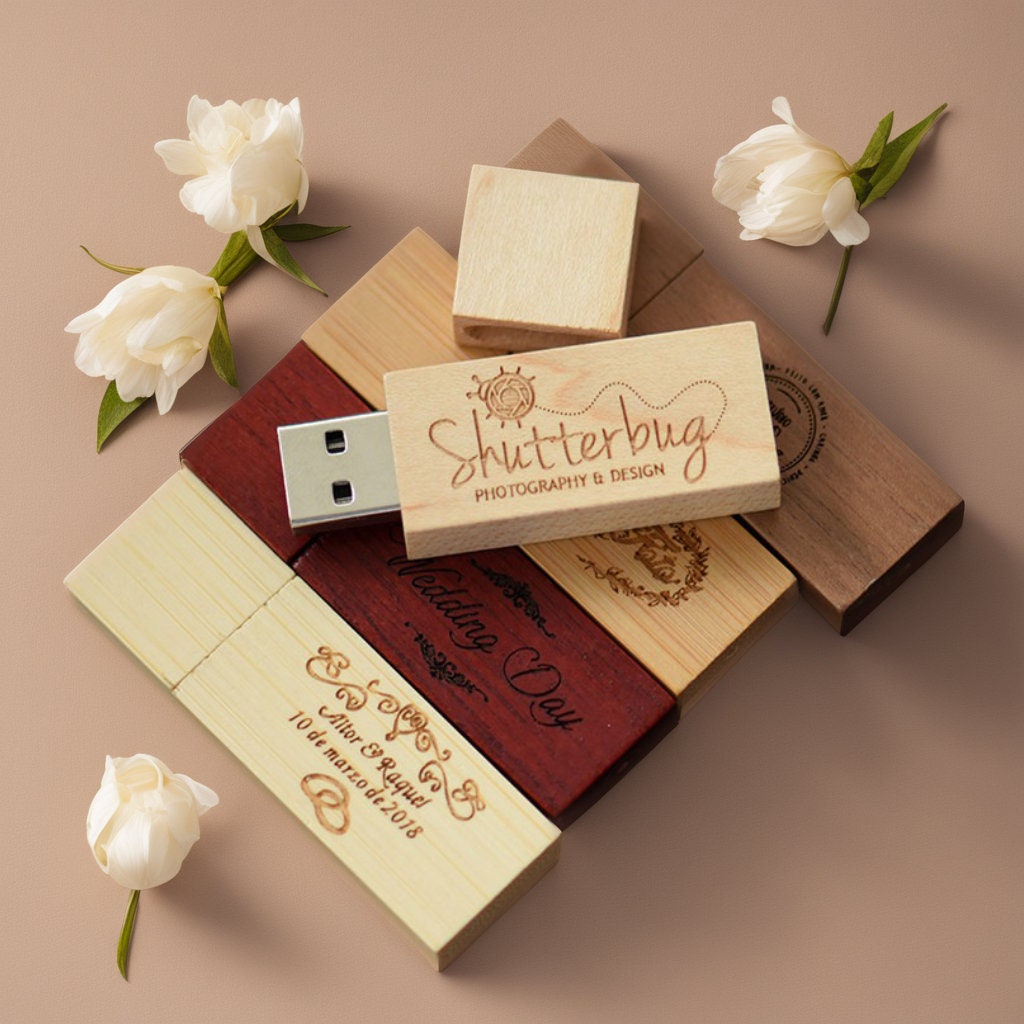 Unidad USB de madera grabada personalizada en caja de - Etsy México