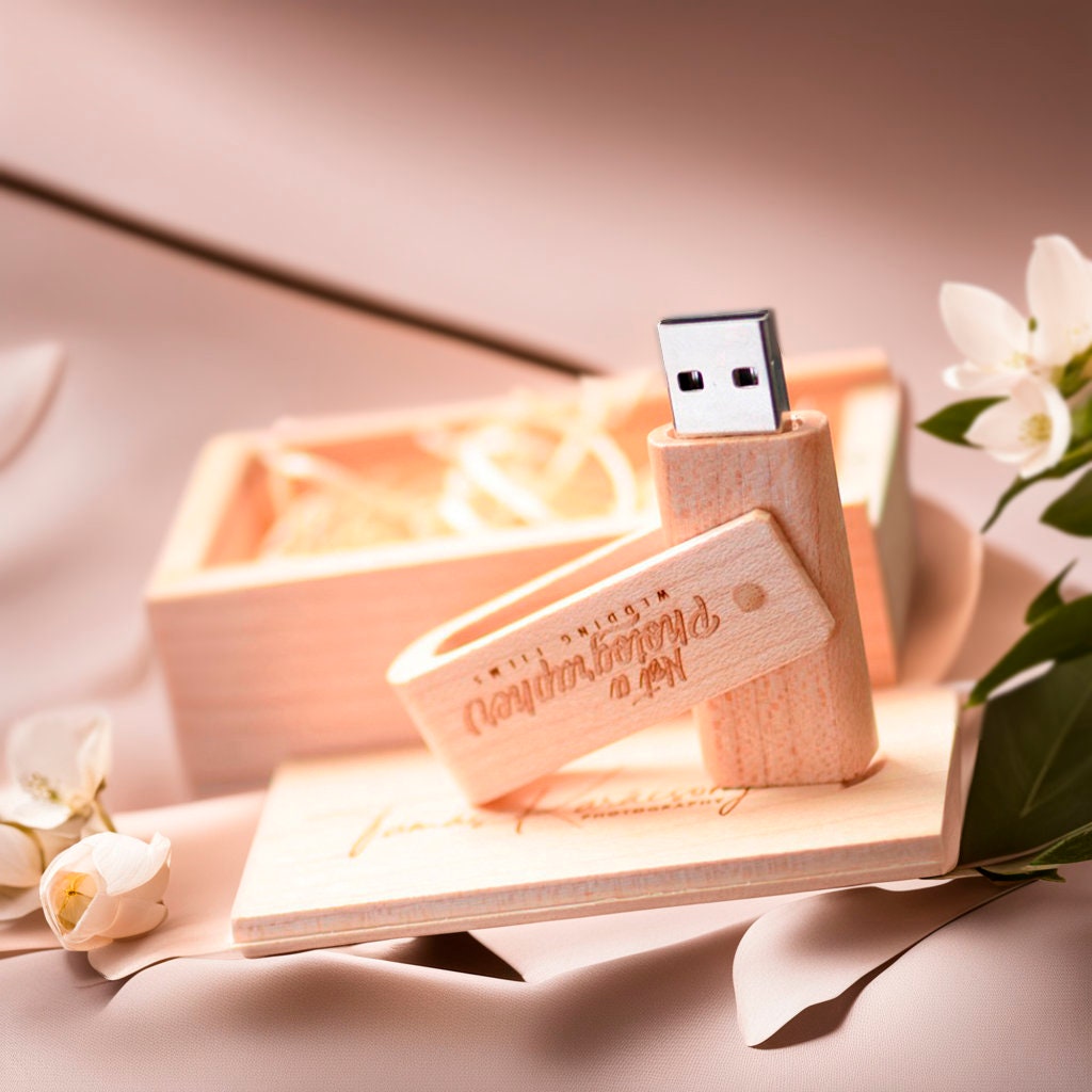 Custom Engraved Wooden Rotating USB in Walnut/maple Box Ideal for ...
