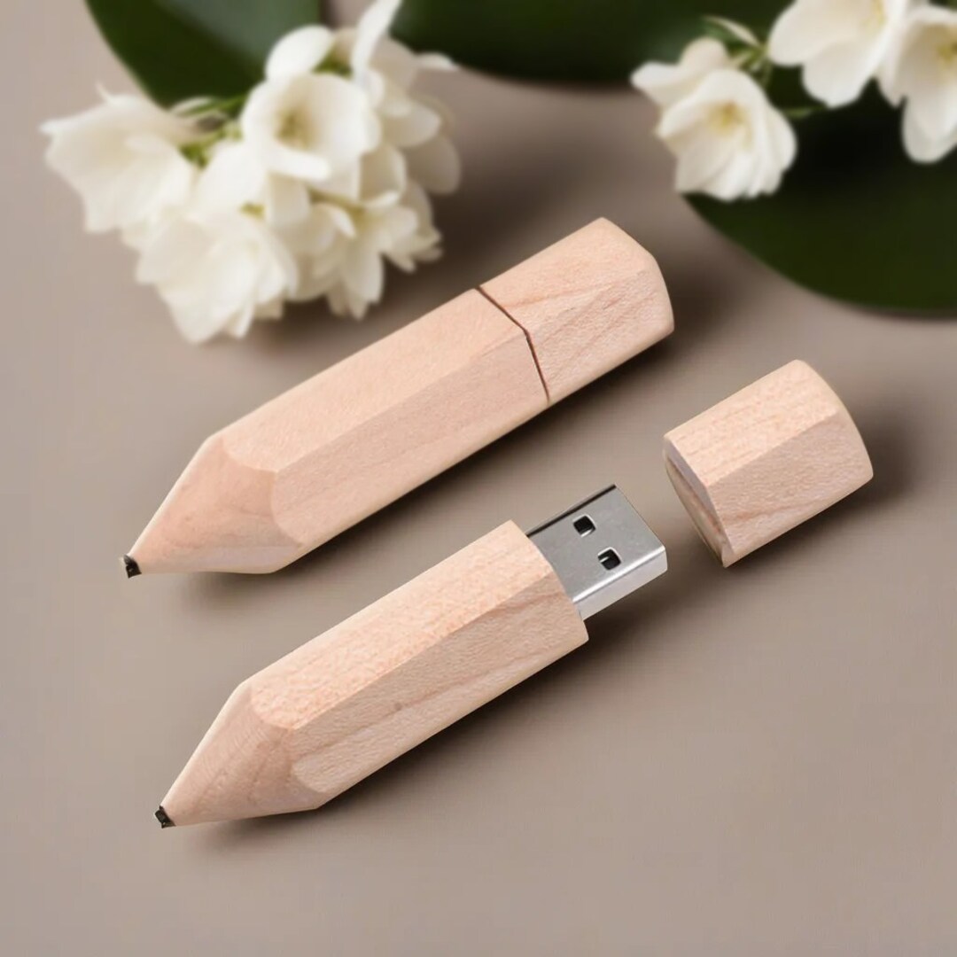 Custom Engraved Wooden Pencil Shape USB Drive – Ideal for Weddings ...