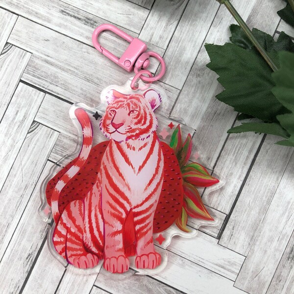 Pink Tiger Keychain - Etsy