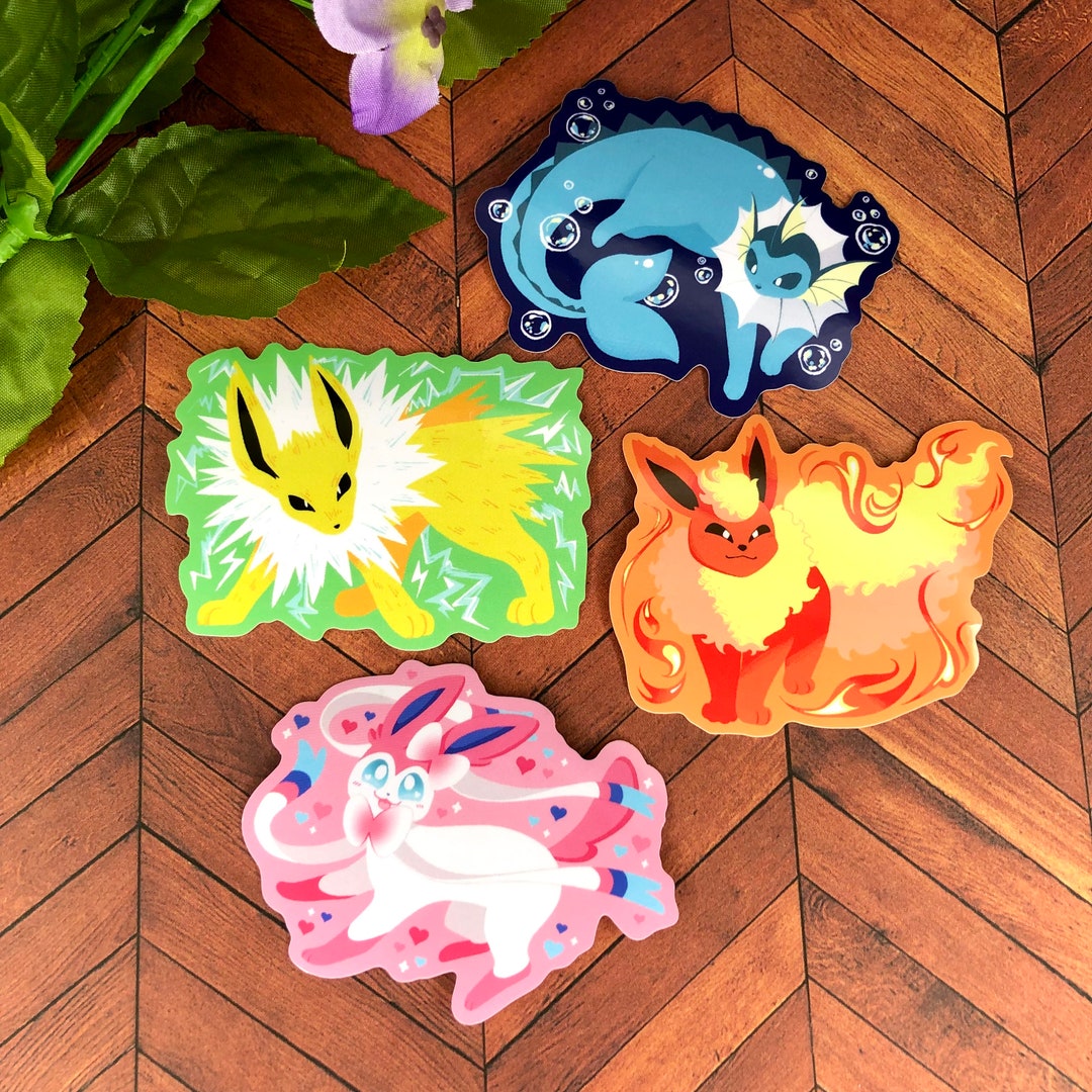 Eeveelution Vinyl Sticker Pack 3” (4 Stickers) | Flareon Vaporeon ...