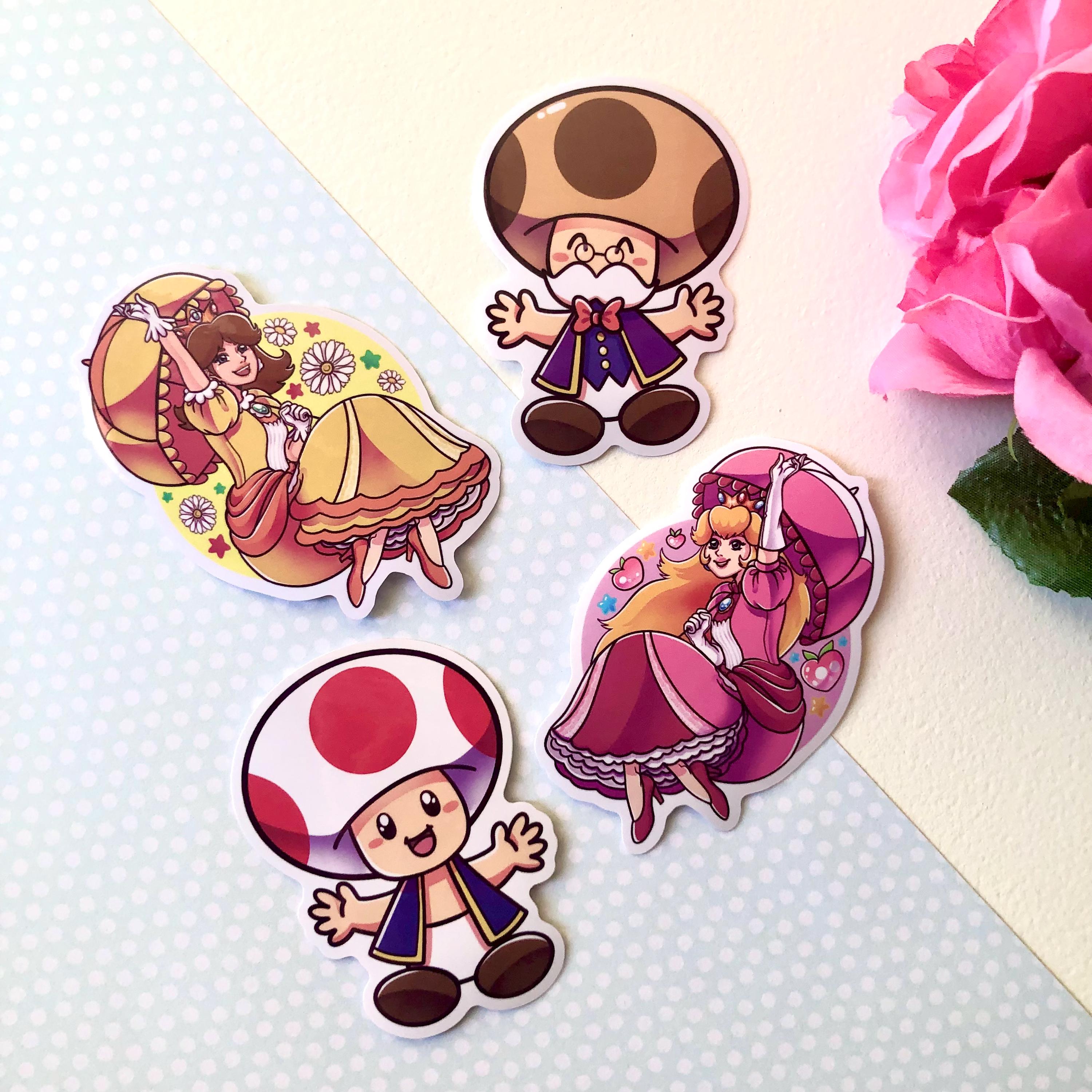Mario Princesses and Toads Vinyl Sticker Pack 3" (4 Stickers) - Etsy