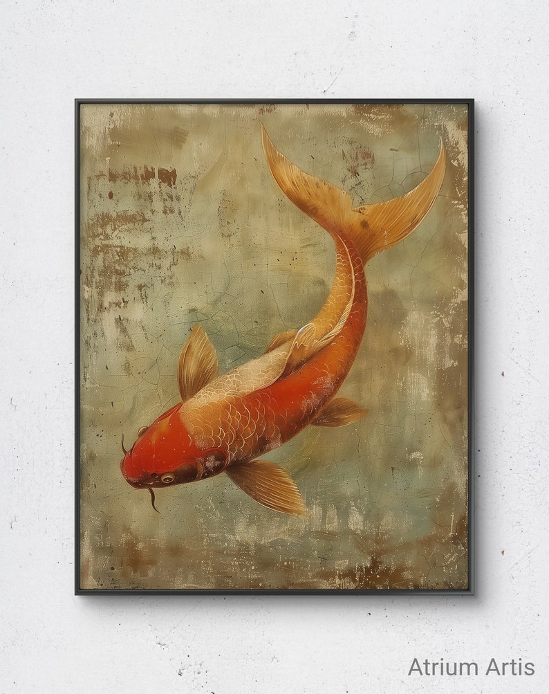 Koi Fish, Digital Art Print, Japandi Art, Time-worn Art, Digital ...