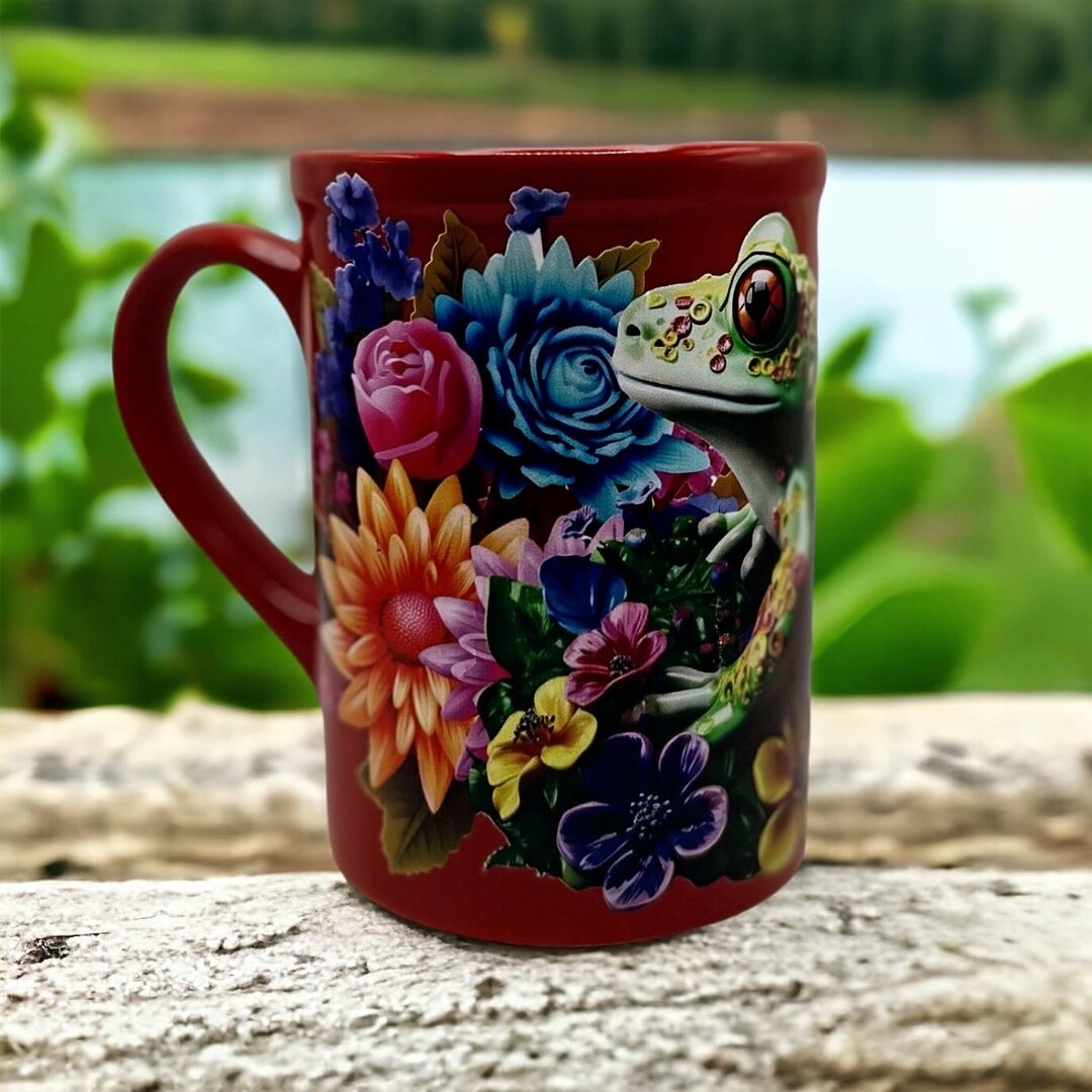 15oz Boho Frog and Flower Mug, Boho Coffee Mug, Boho Gift - Etsy