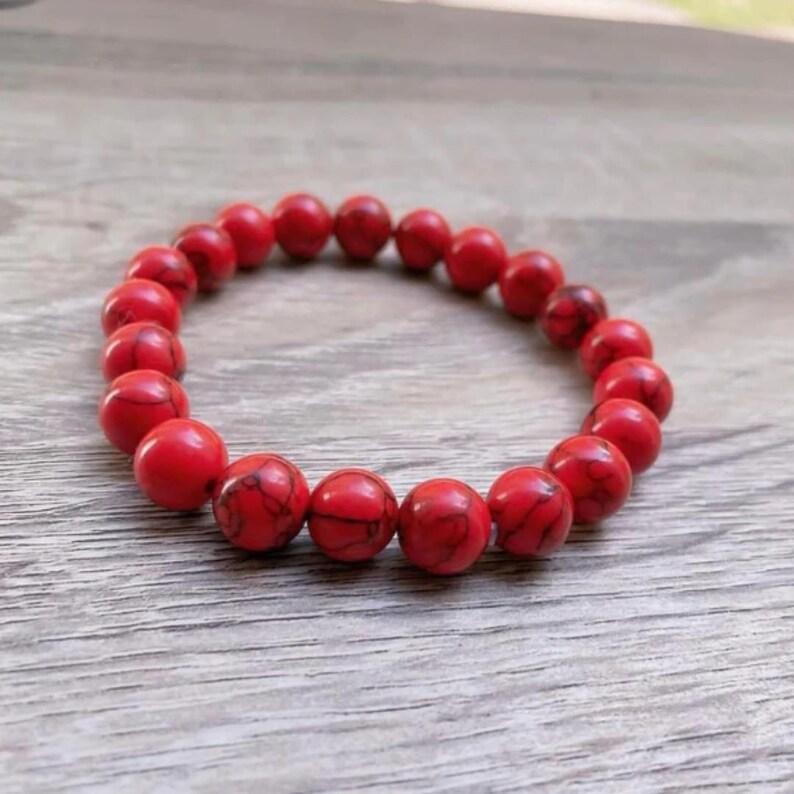 8mm Red Howlite Spiritual Bracelet - Etsy