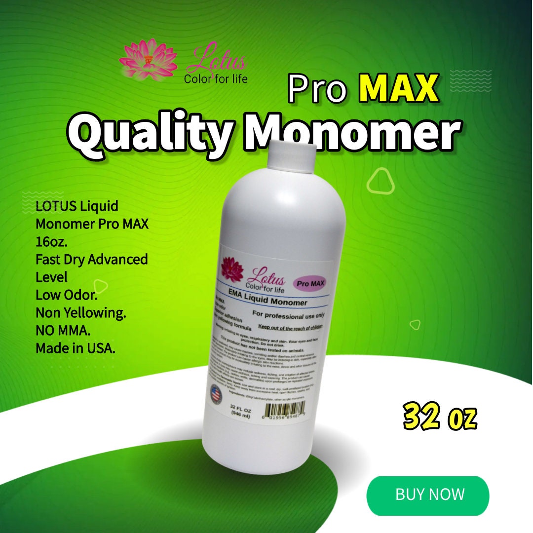 LOTUS Liquid Monomer Pro MAX 32 Oz Fast Dry Low Odor No Mma Made in USA - Etsy