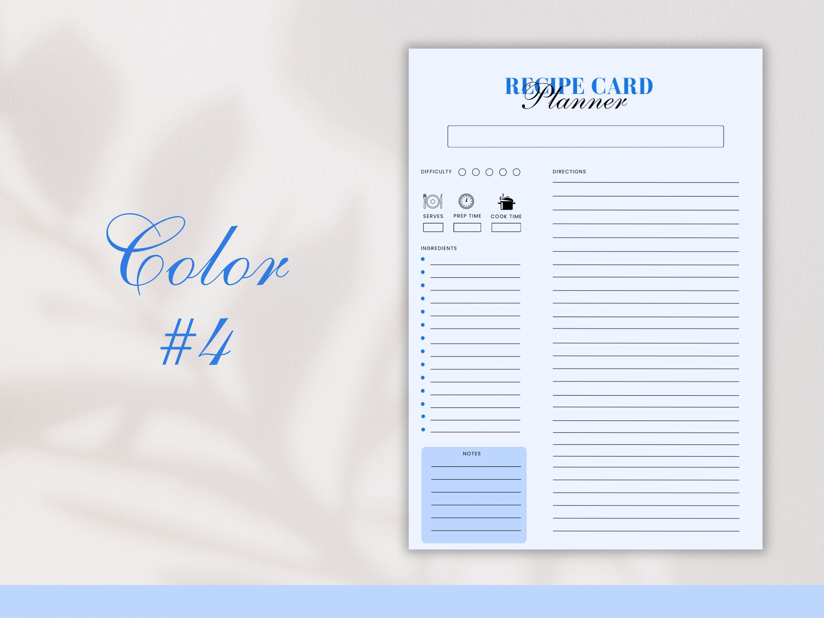 Recipe Page Printable Recipe Card Recipe Template Recipe Sheet A4 A5 ...