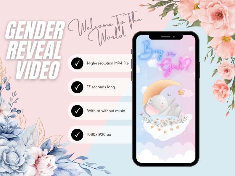 It’s a Girl | Digital Gender Reveal Video | Gender Announcement Video for Social Media | Digital ...