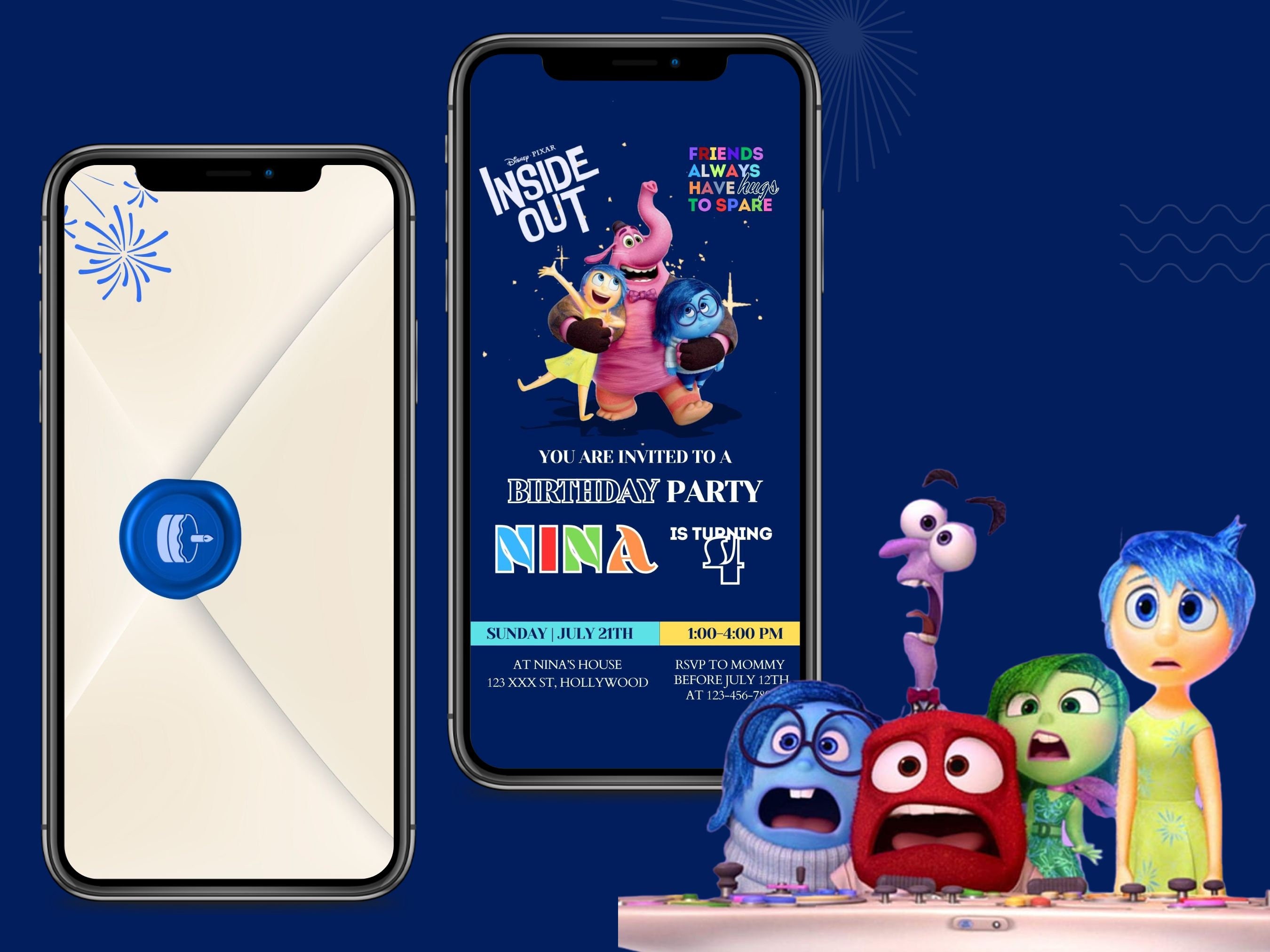 Inside Out Invitation, Inside Out Birthday Invite, Party Invite, Custom ...