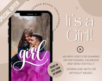 It’s a Girl | Digital Gender Reveal Video | Gender Announcement Video ...