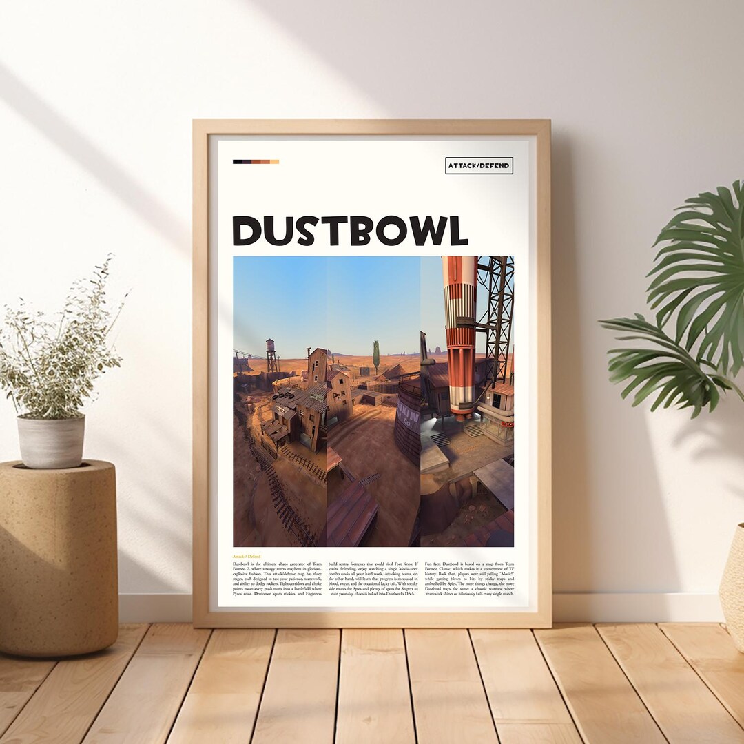 TF2 Dustbowl Poster - Team Fortress Two Map Art Print - Attack/defend ...