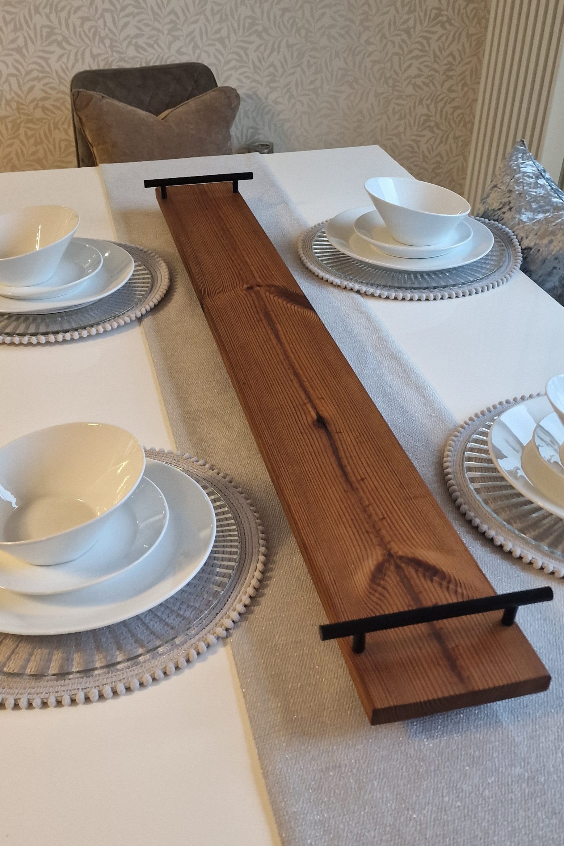 Slim Rustic Wooden Table Runner 14.5cm Wide Hand Crafted Centre Piece ...