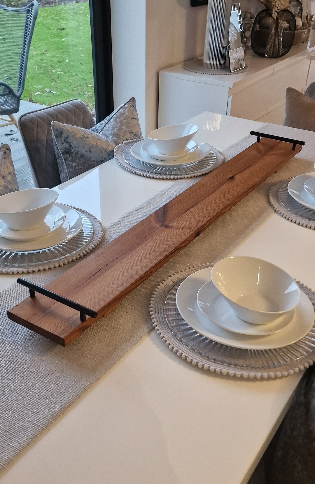 Slim Rustic Wooden Table Runner 14.5cm Wide Hand Crafted Centre Piece ...
