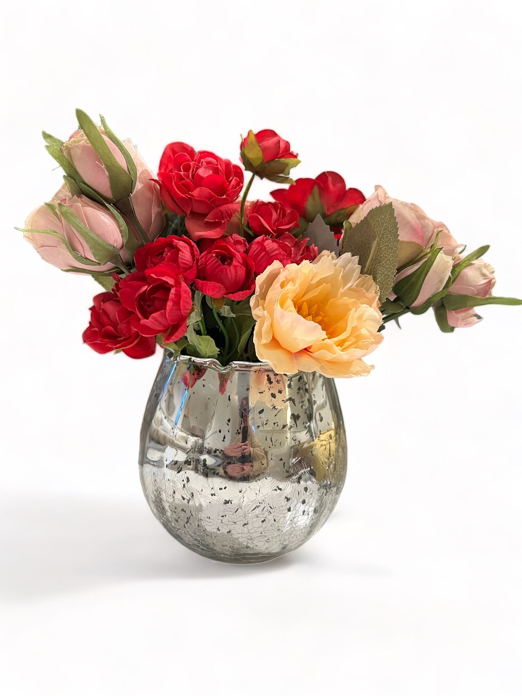 Handmade Pale Pink and Lavender Roses and Peony Lifelike Floral ...