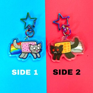 Nyan Cat and Tac Nayn Acrylic Keychain | Emo Scene 2000s Cat | Rainbow ...