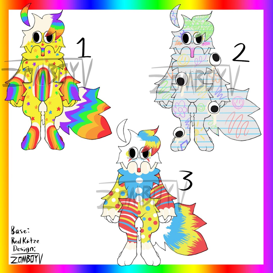 Kidcore Anthro Worm Adoptable Characters | Clowncore Worm on a String ...