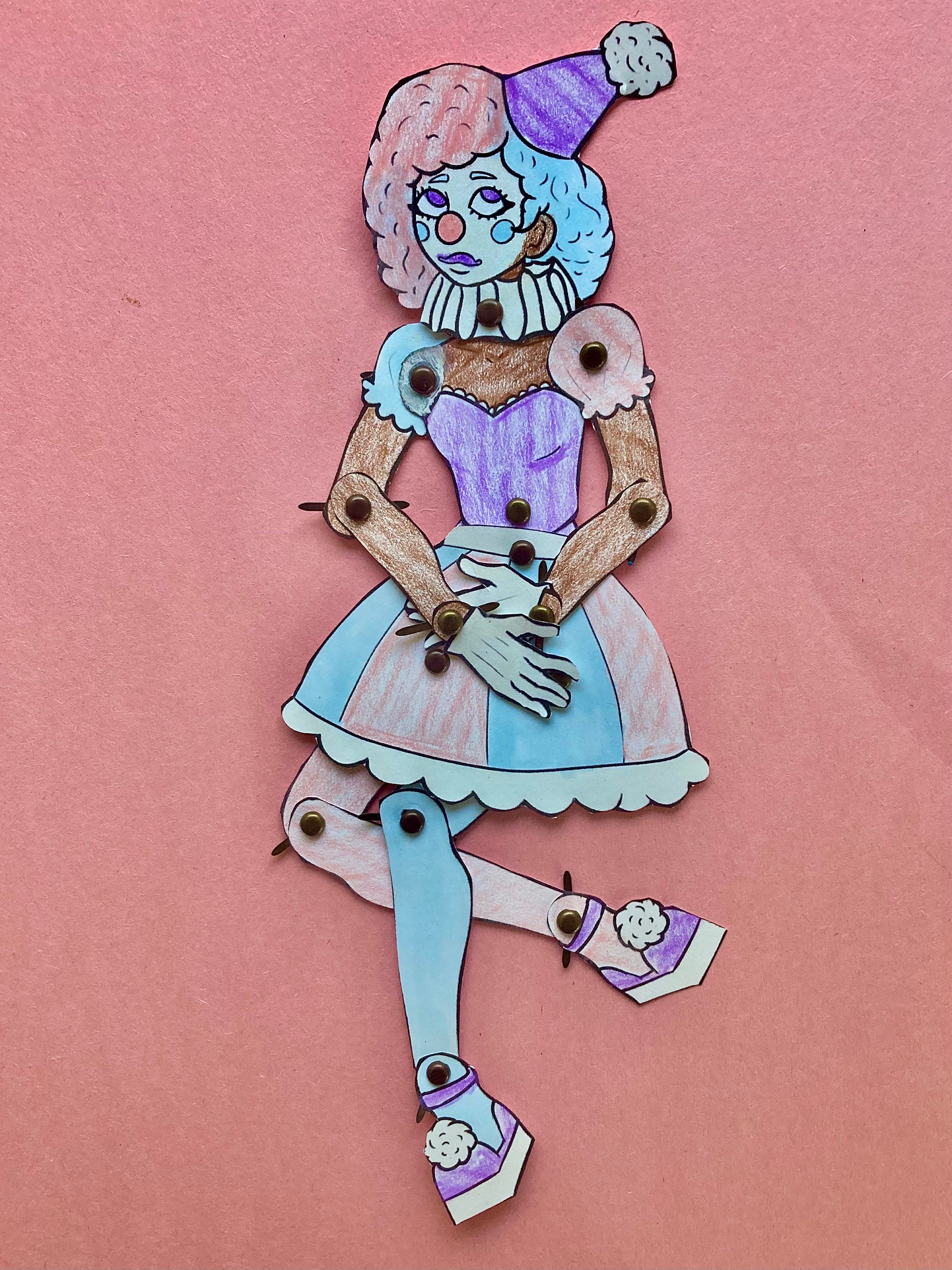 Articulated Clown Paper Doll Clown Girl PRINTABLE DIY Paper Doll ...