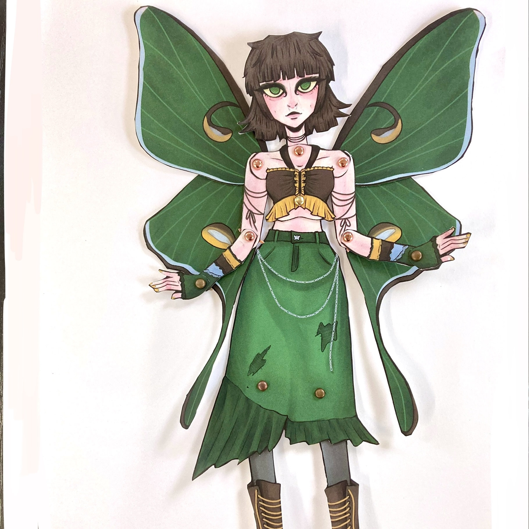Luna Moth Articulated Paper Doll Fairy Grunge Girl PRINTABLE DIY Paper ...