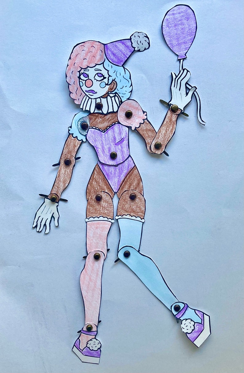 Articulated Clown Paper Doll Clown Girl PRINTABLE DIY Paper Doll ...