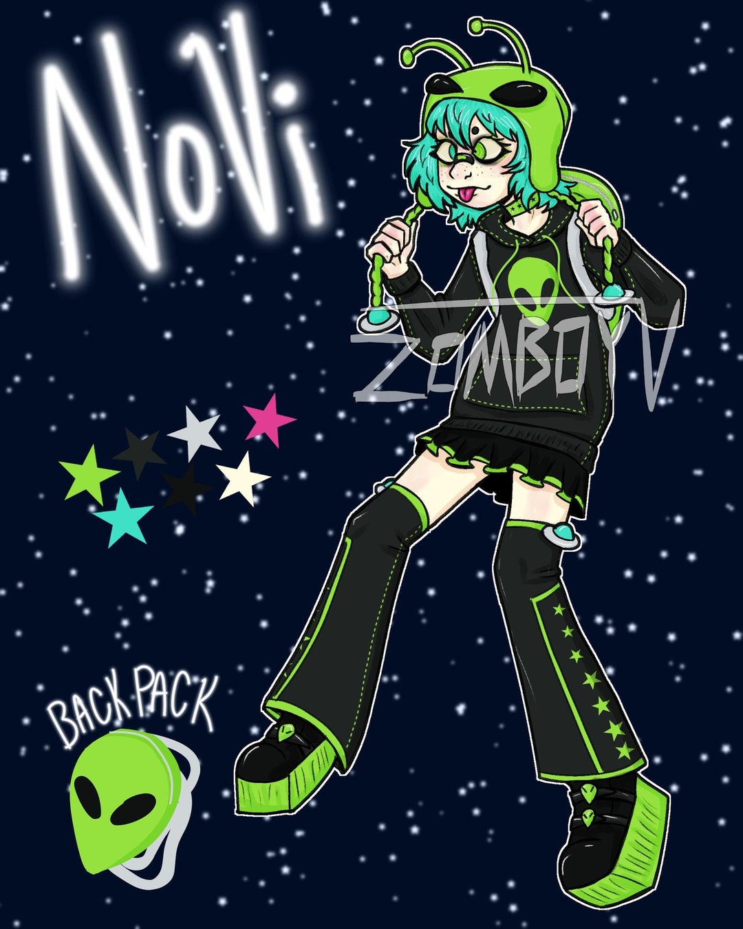 Novi Alien Human Adoptable Character Humanoid Emo Scene Alternative OC ...