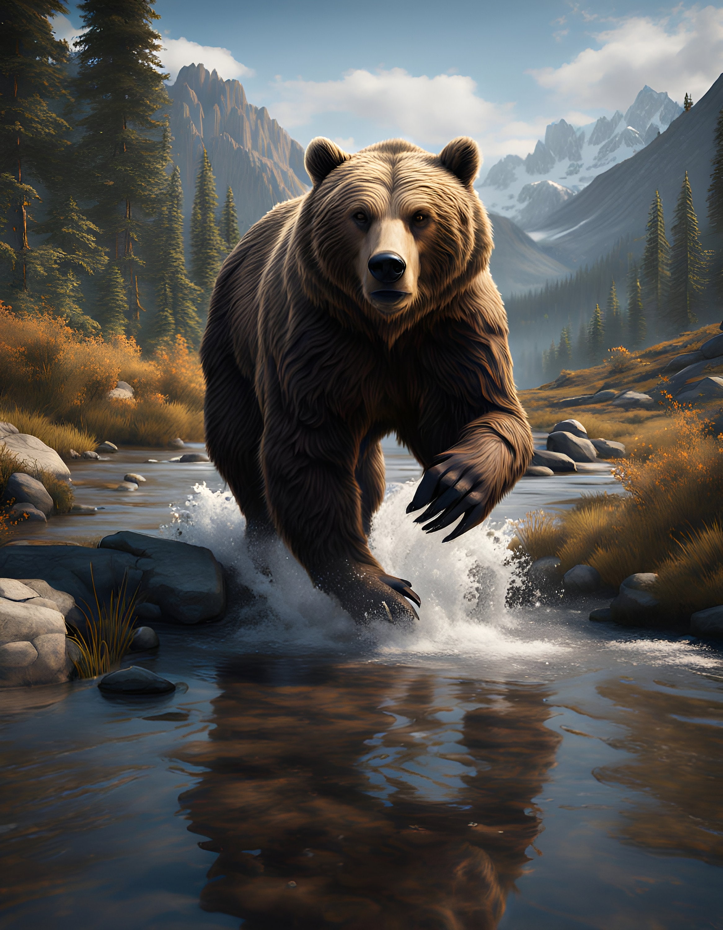 Grizzly Bear Wall Art / Wall Art / Animal Wall Art / Wall Poster ...