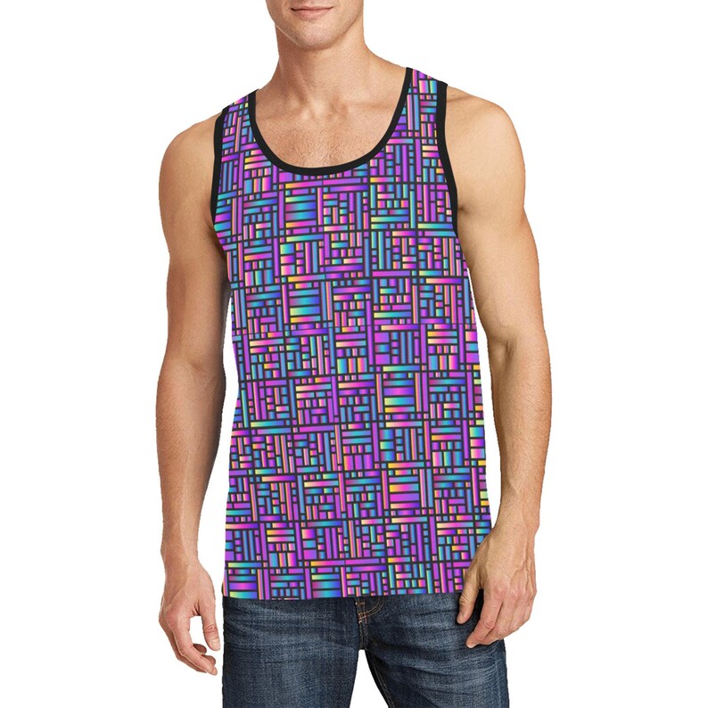 KINETIC KALEIDOSCOPE Men's Tank Top Geometric Ombre Print Music ...