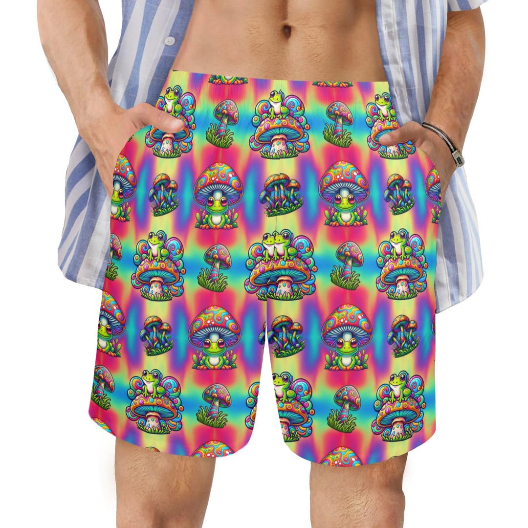 TRIPPY TOAD TECHNICOLOR | Men's Shorts Bottoms Rave Wear Music Festival ...