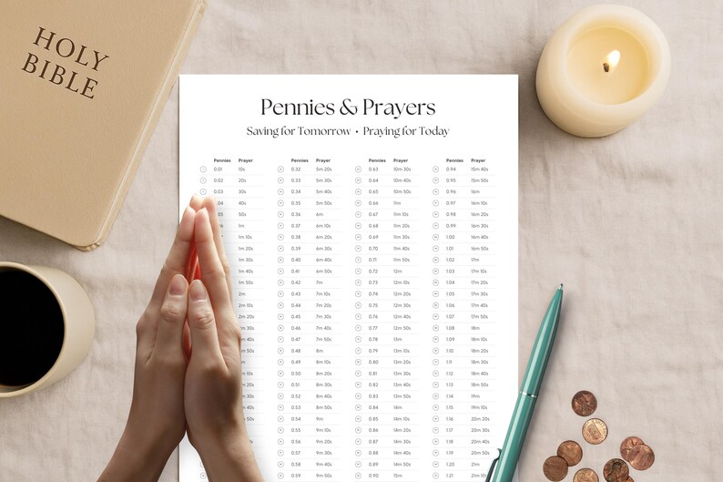 Faith-based Penny Savings Challenge Tracker | Pennies & Prayers ...