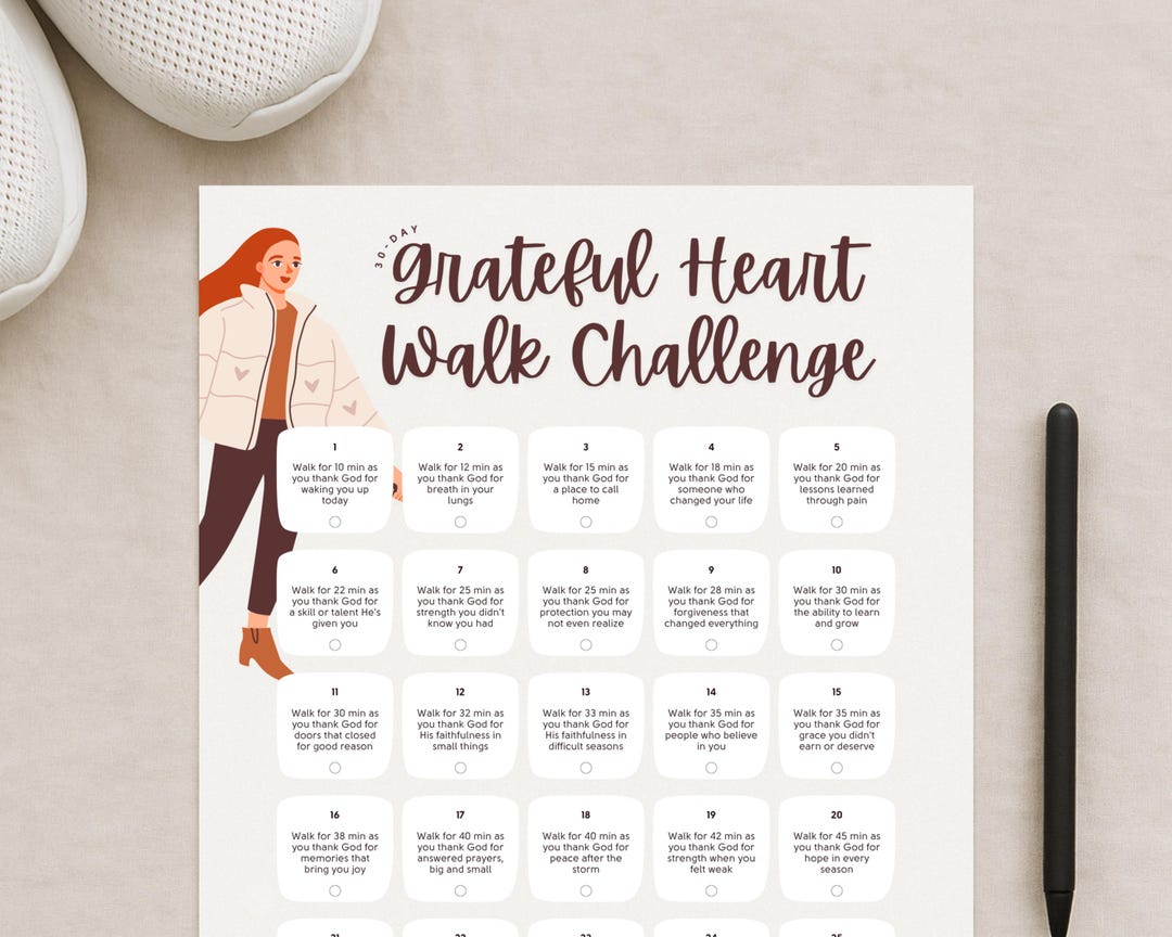 30 Day Gratitude Walk Challenge | Mindfulness Walking Plan for ...